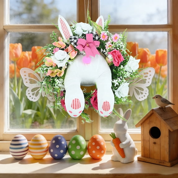 Easter Door Wreath with Bunny Ears Easter Decorations Easter Rabbit ...