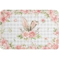 Easter Doormat Absorbent Floor Mats, Bunny Ears Pink Spring Floral ...