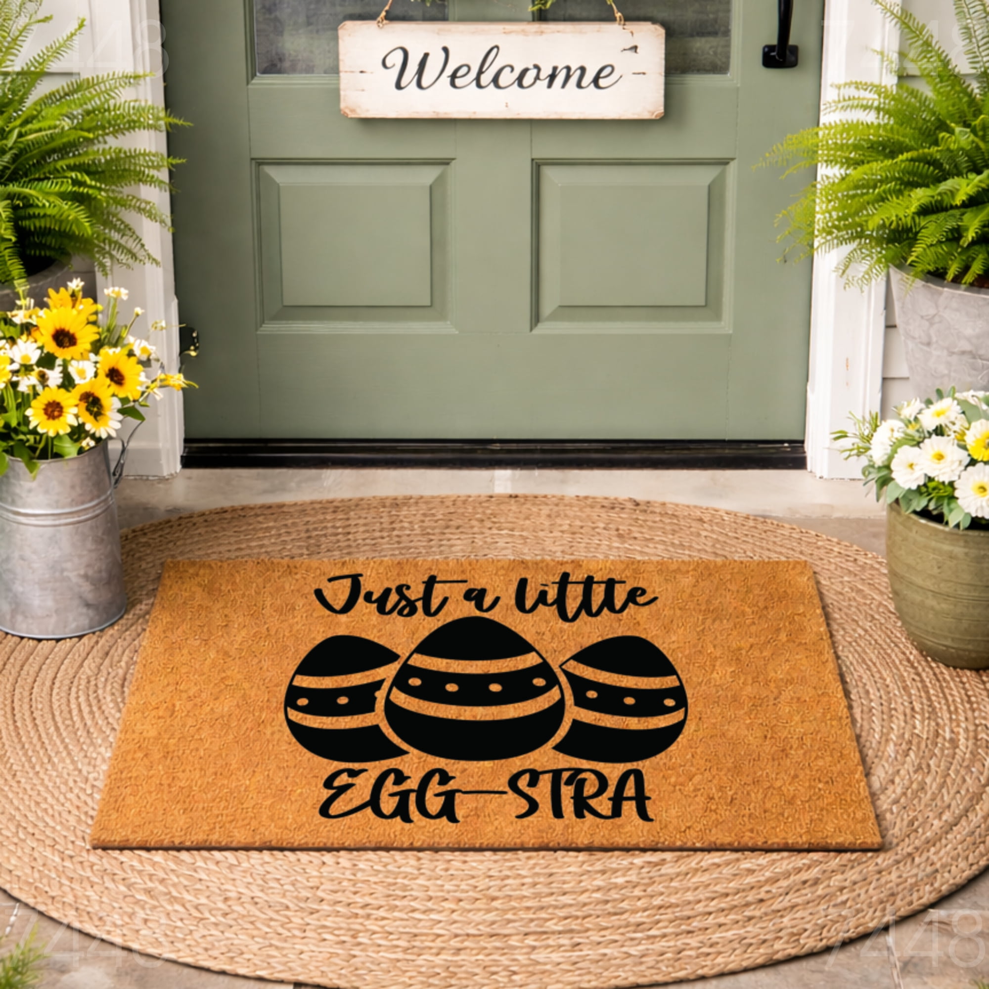 Just A Little EGG STRA Doormat, Easter Egg Graphic Welcome Mat (24x36 ...