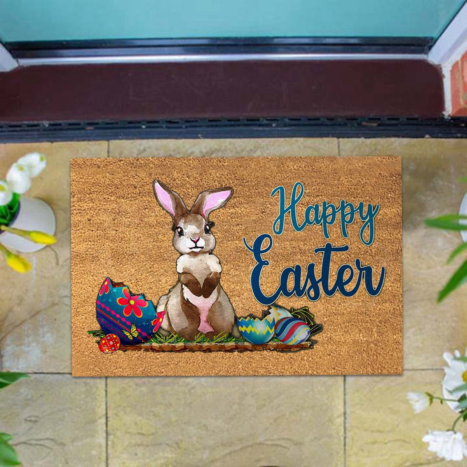 Easter Doormat Outdoor Easter Bunny Welcome Door Mat 23.6" x 15.7in ...