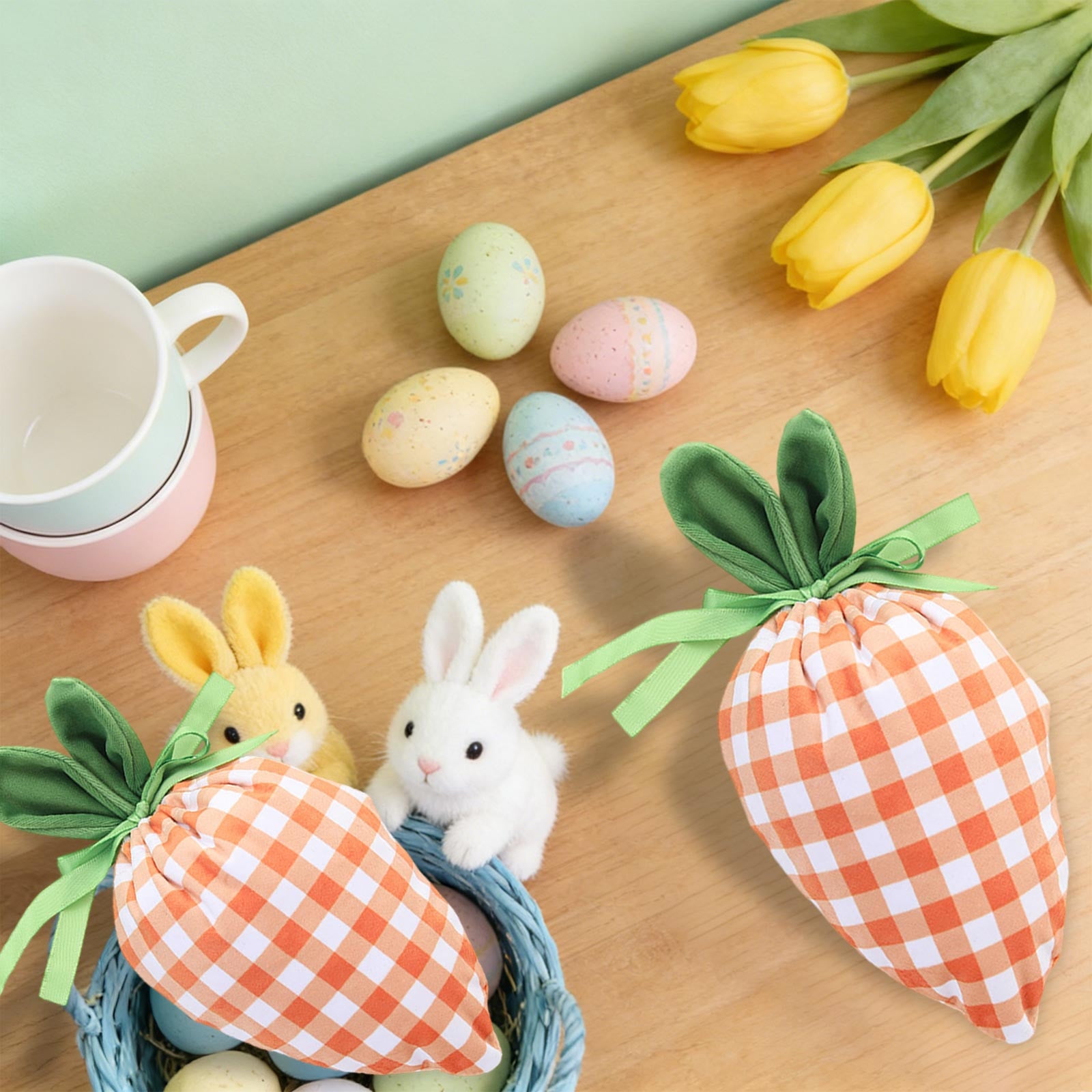 Easter Drawstring Candy Bag | Polyester Orange Pink Yellow | 9.45x3 ...