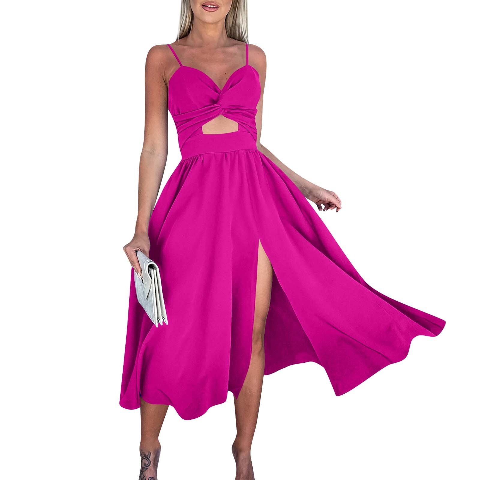 Easter Dresses For Women, Spaghetti Strap Prom Dresses V Neck Side Slit ...