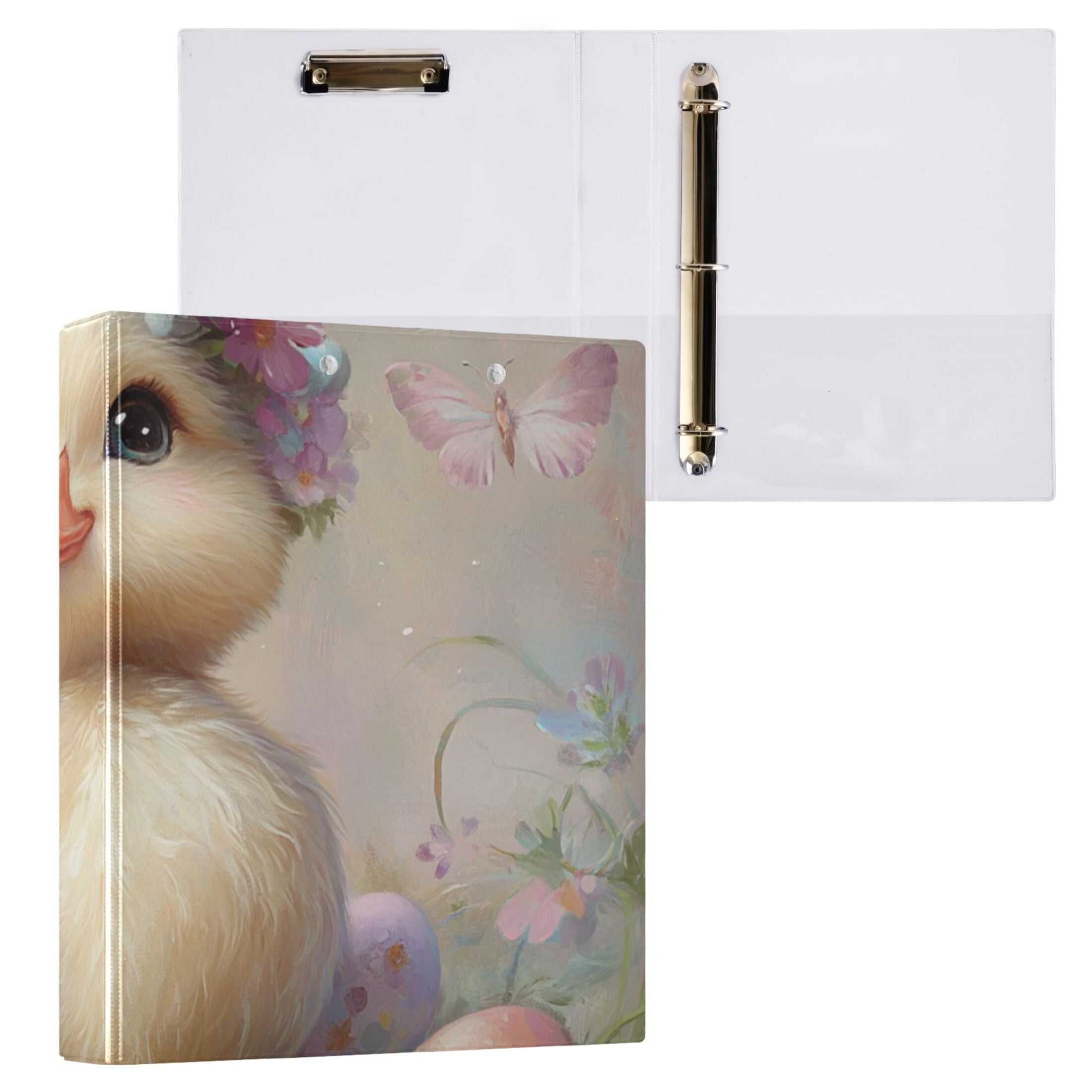 Easter Duck Butterflies Eggs Round Ring Binder 3 Rings 1.5" Capacity ...