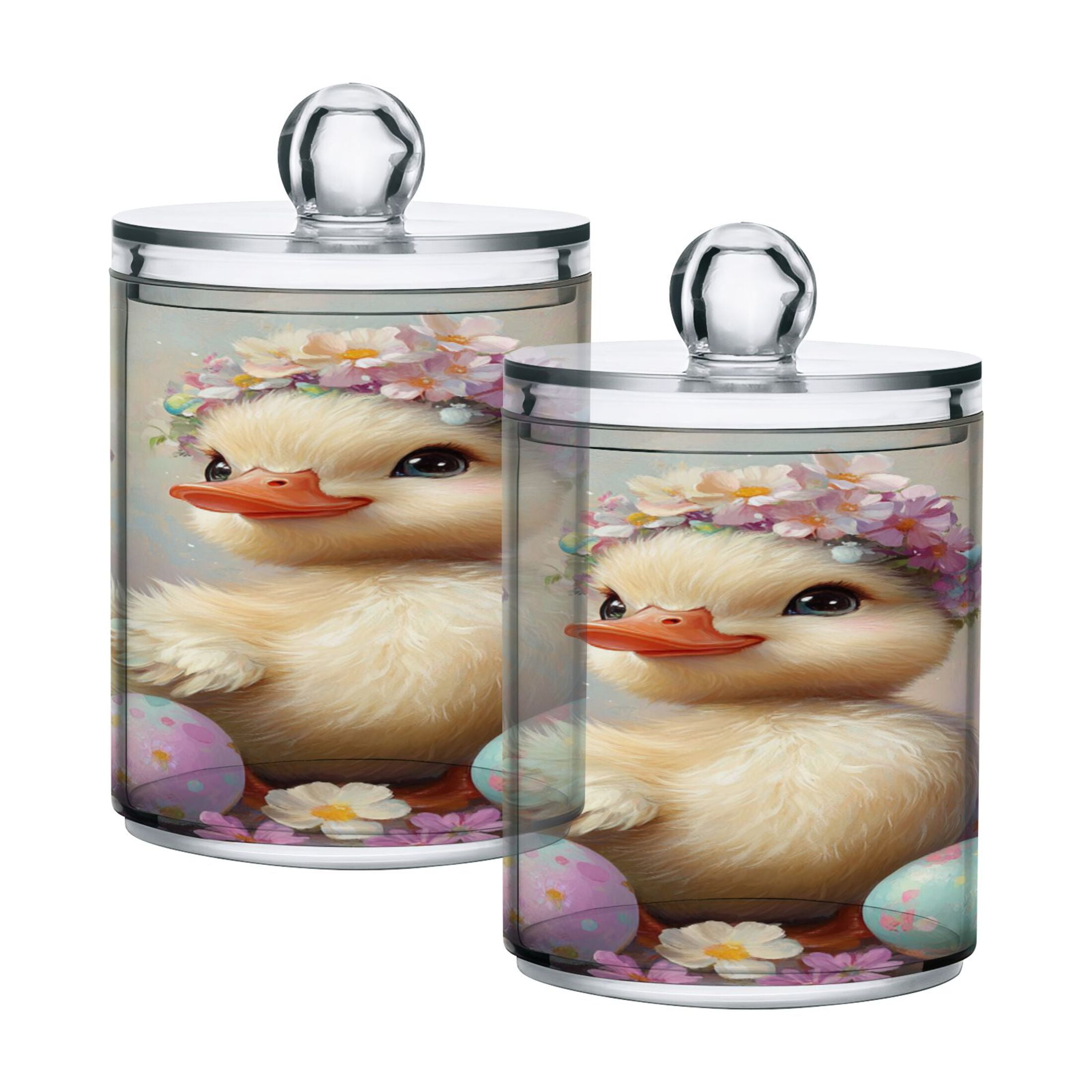 Easter Duck Butterflies Eggs Translucent Plastic Cans Storage Canisters ...
