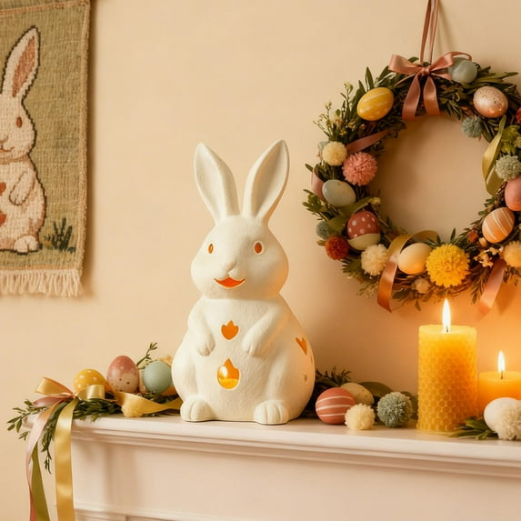 Easter Easter Hollow Bunny Ornament Creativeness Resin Bunny Candle ...