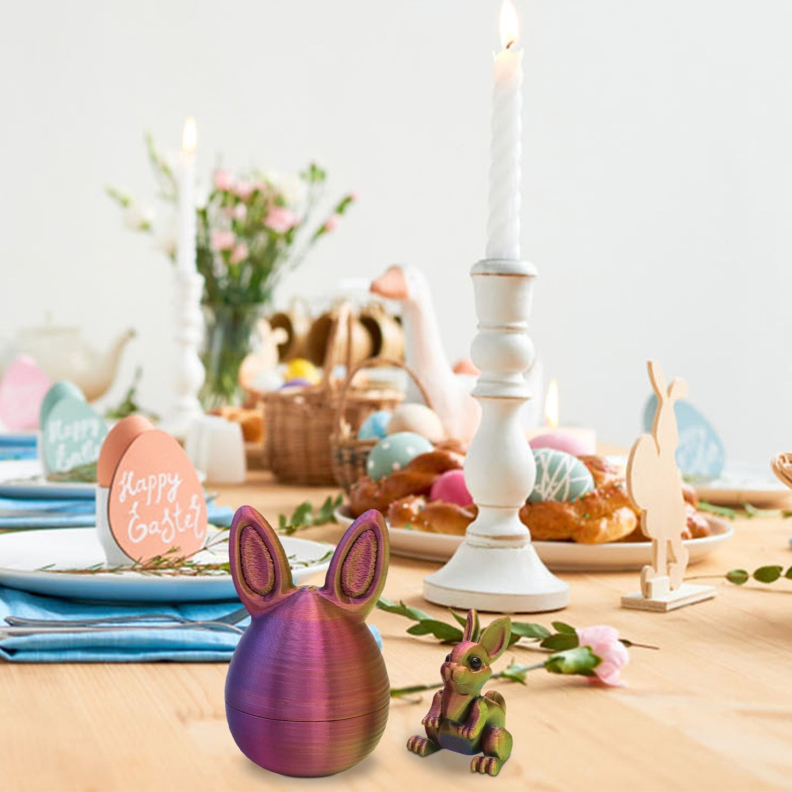 Easter Egg 3D Printed Bunny Egg Creative Ornaments, Cool and Colorful ...
