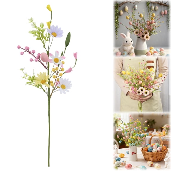 Easter Egg Artificial Flower Picks (15.75in) - Table Centerpieces Vase ...