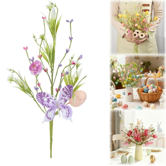 Easter Egg Artificial Flower Picks (15.75in) - Table Centerpieces Vase ...