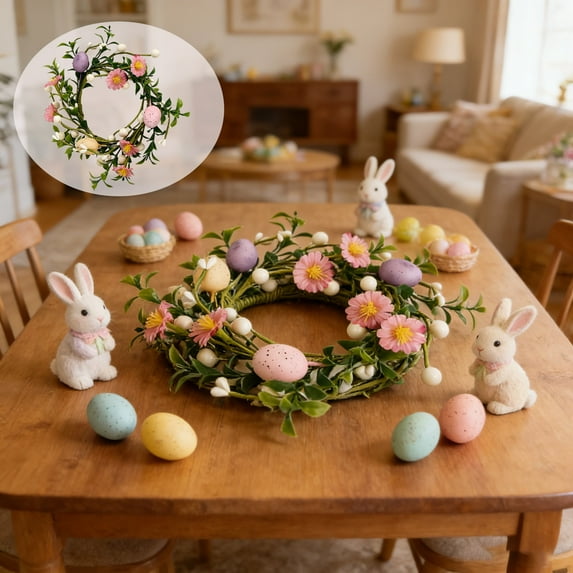 Easter Egg Artificial Flower Wreath Candlestick Wreath Candle Ring ...