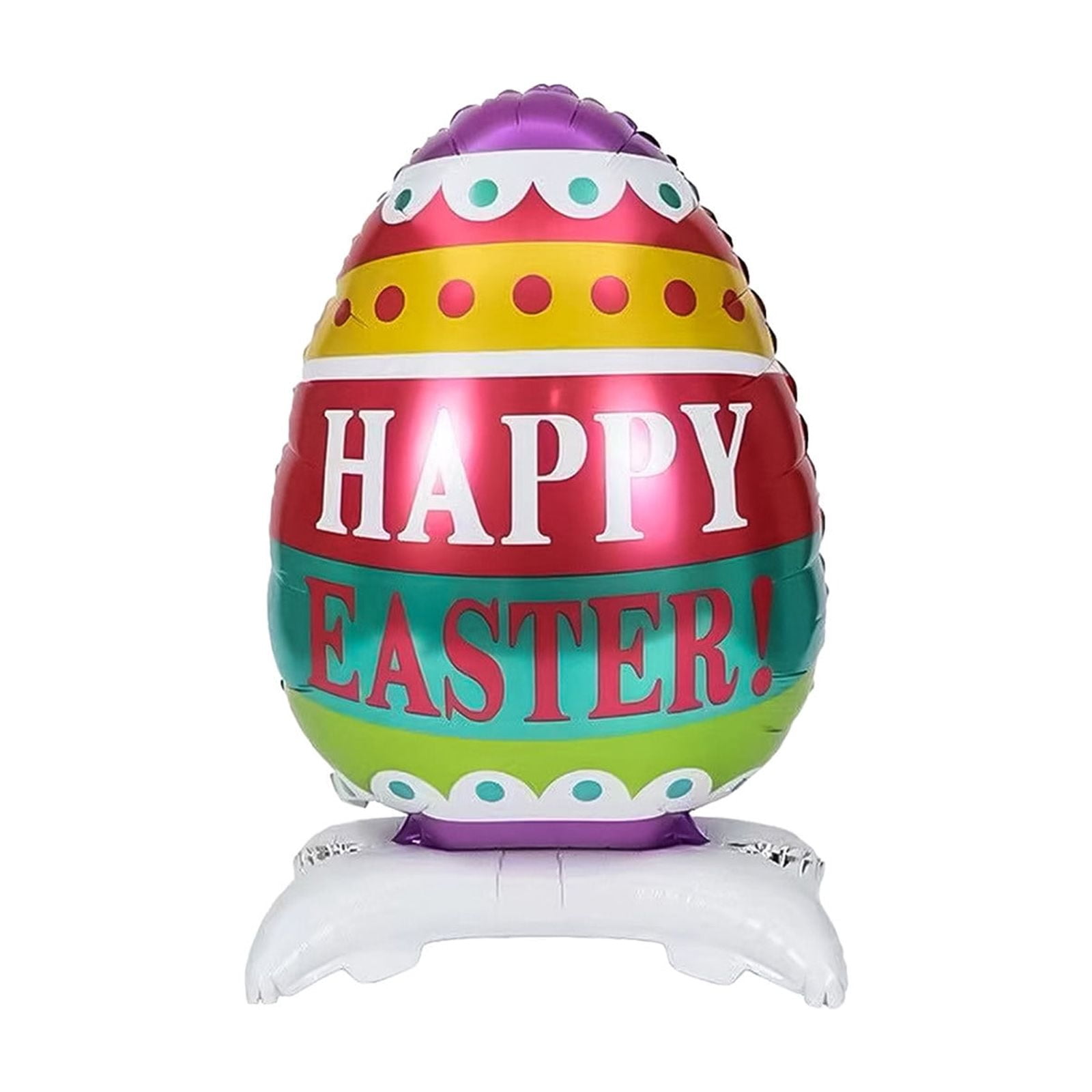 Easter Egg Balloons 30"x20", Happy Rainbow Egg Shaped Mylar Foil ...