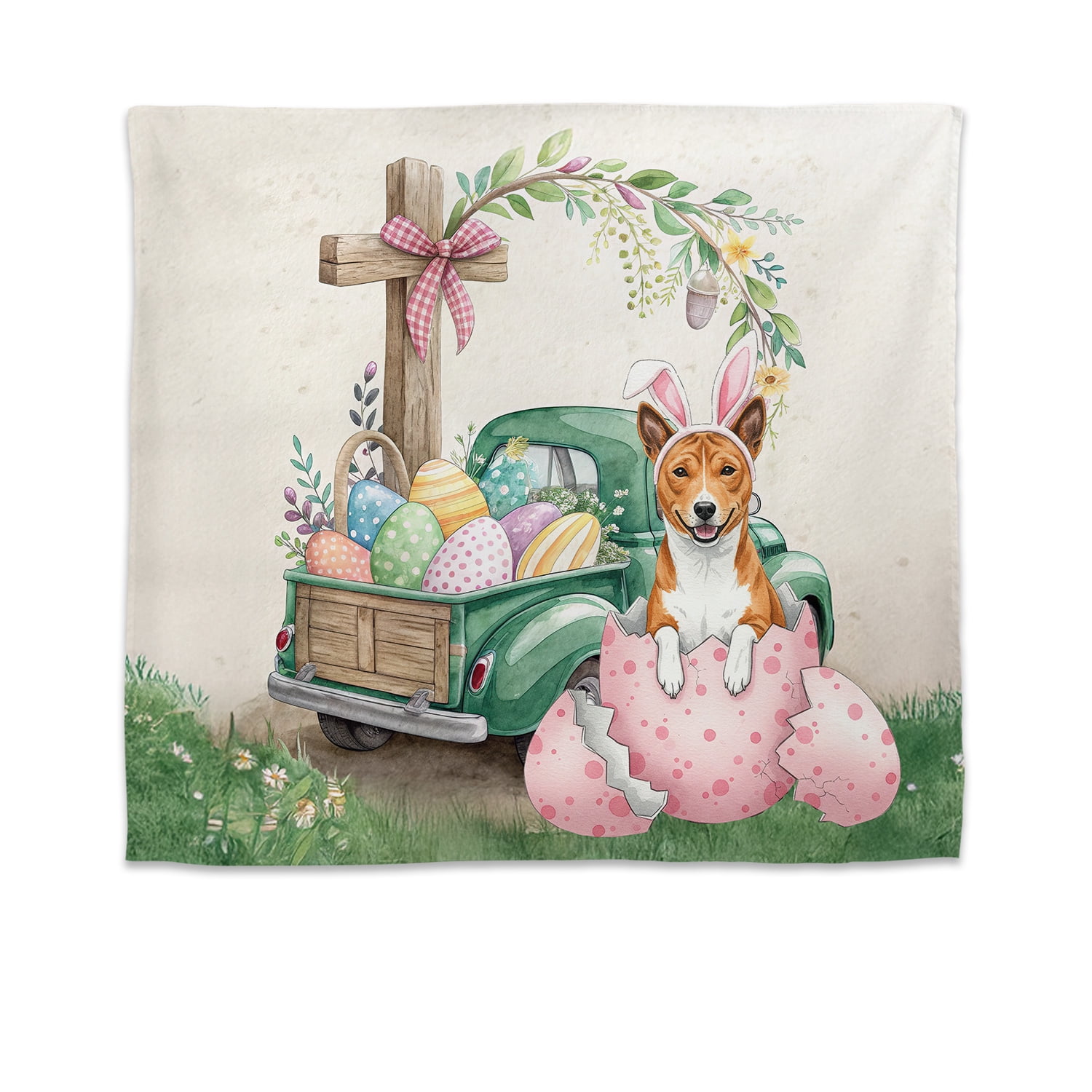 Easter Egg Basenji Bunny Ear Welcome Spring Truck Tapestry African ...