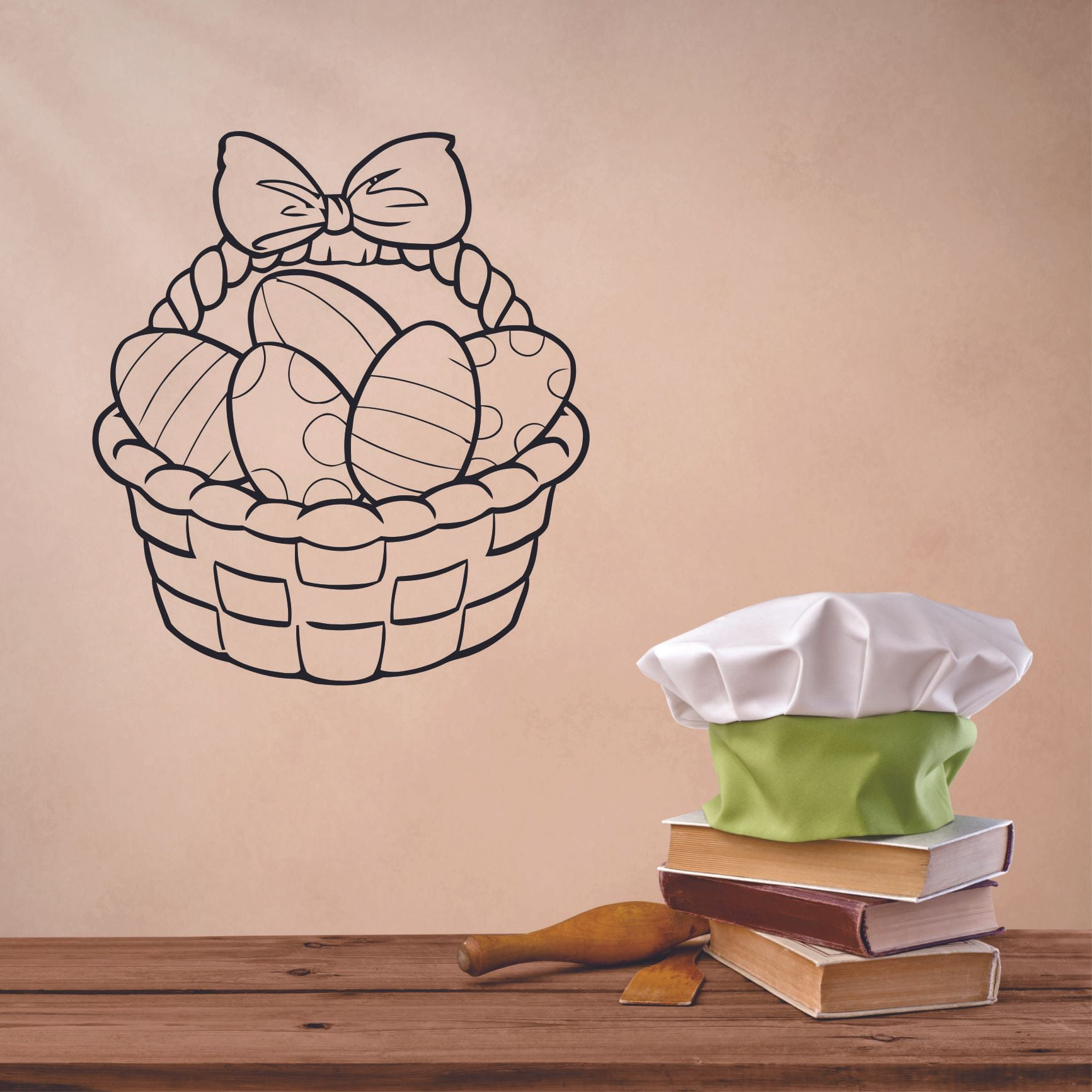 Easter Egg Basket Cute Eggs Pattern Ribbon Cartoon Wall Sticker Art ...