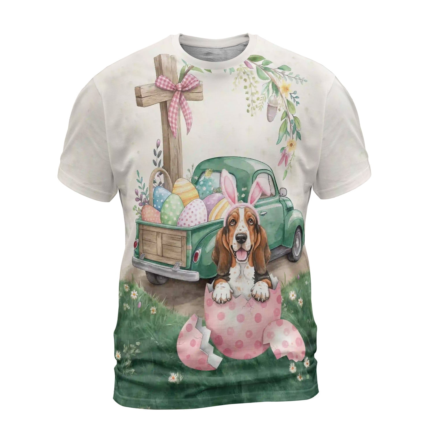 Easter Egg Basset Hound Bunny Ear Welcome Spring Truck All Over Print ...