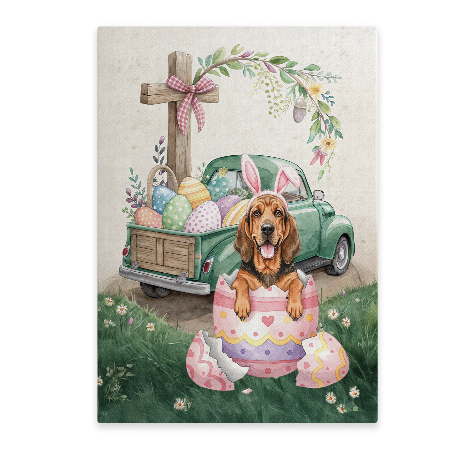 Easter Egg Bloodhound Bunny Ear Welcome Spring Truck Vertical Matte ...