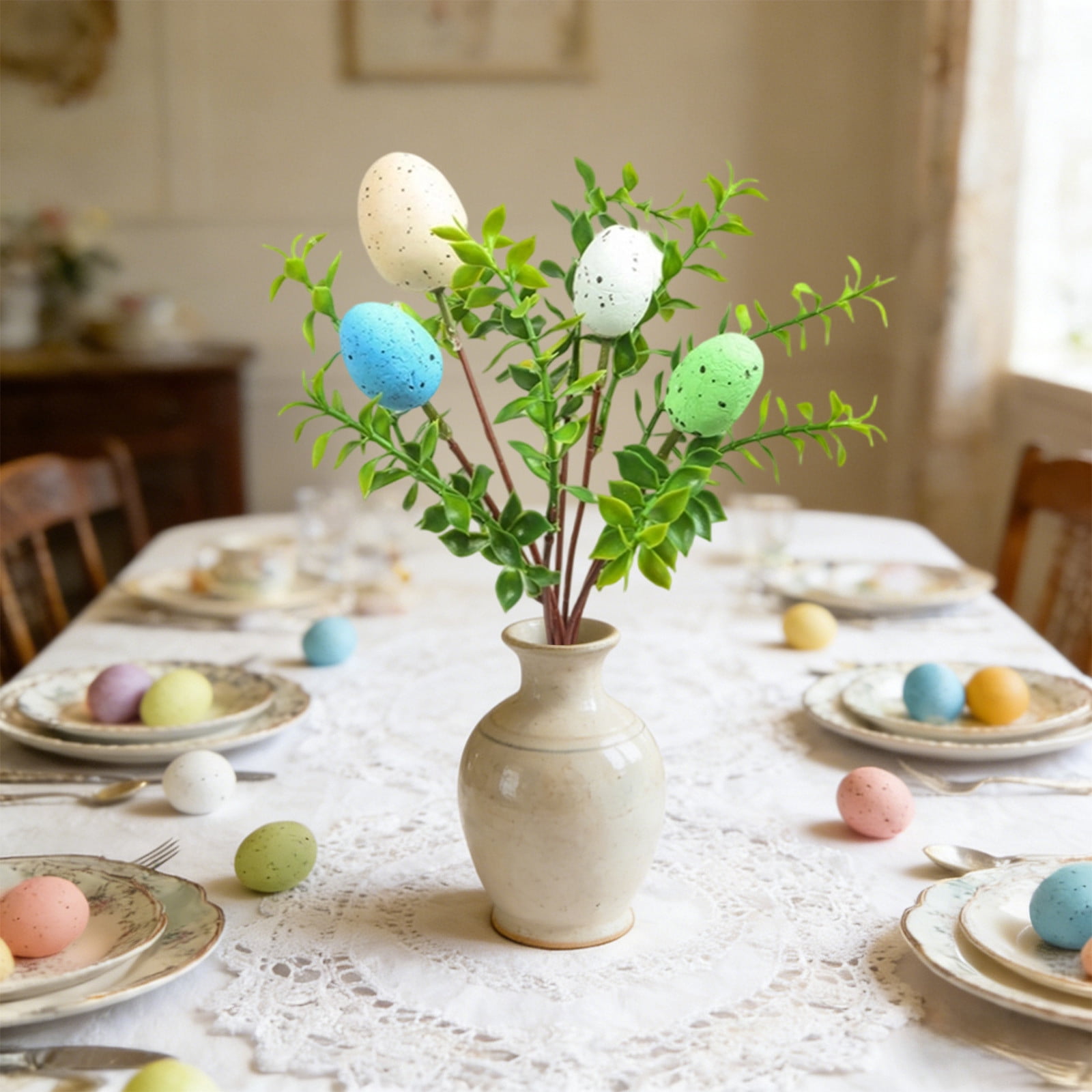 Easter Egg Branch Decoration Multicolor Foam Eggs Plants 30cm Spring ...