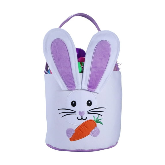 Easter Egg Bucket Cloth Bunny Basket With Handle, Printed Bunny Pattern ...