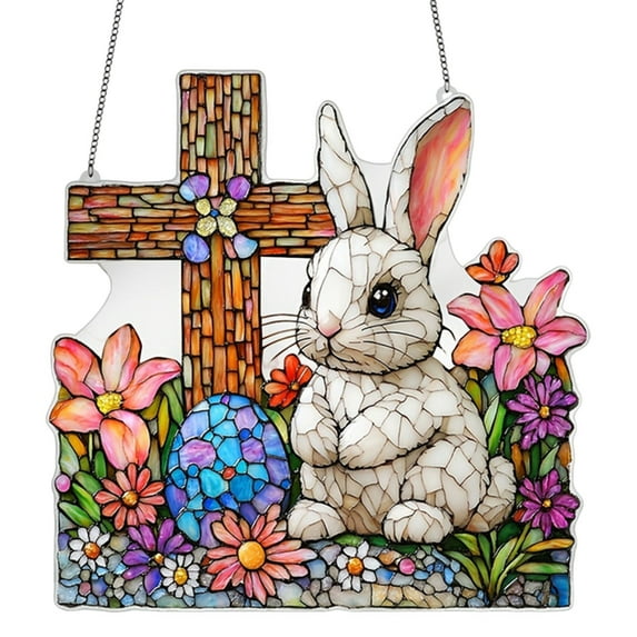 Easter Egg & Bunny Acrylic Hanging Ornaments Set - Colorful 2D Spring ...