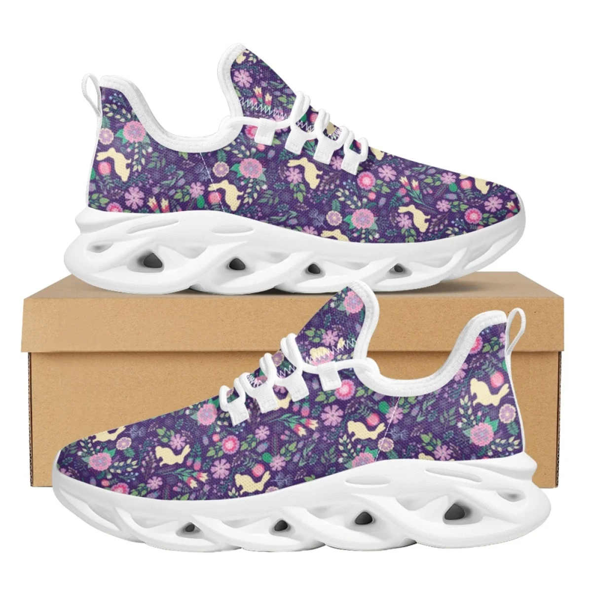 Easter Egg Bunny Floral Print Lace-up Casual Shoes Breathable ...