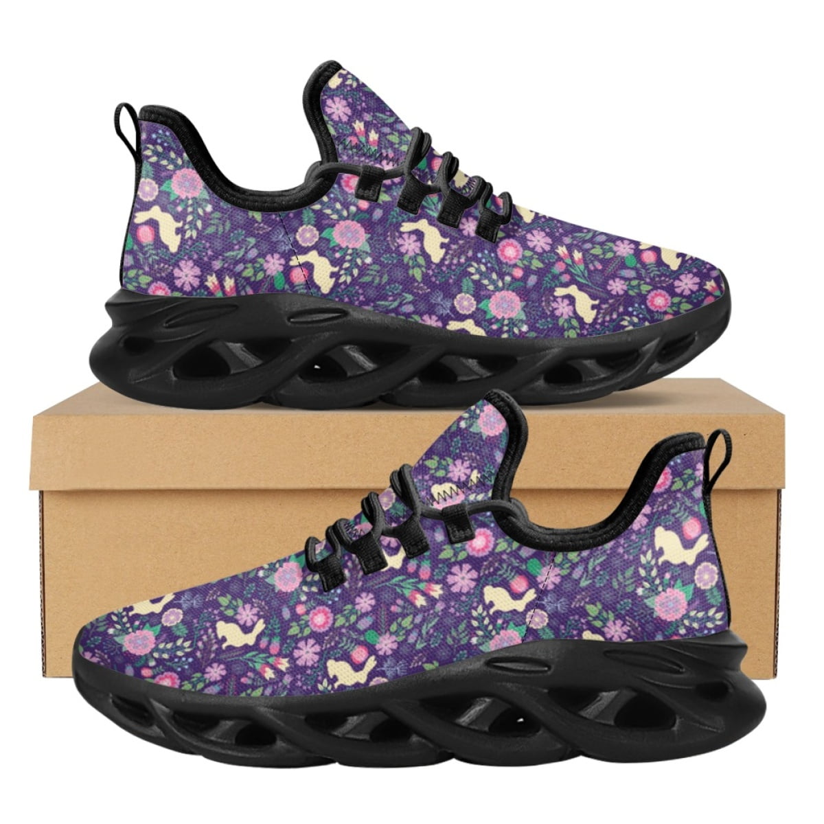 Easter Egg Bunny Floral Print Lace-up Casual Shoes Breathable ...