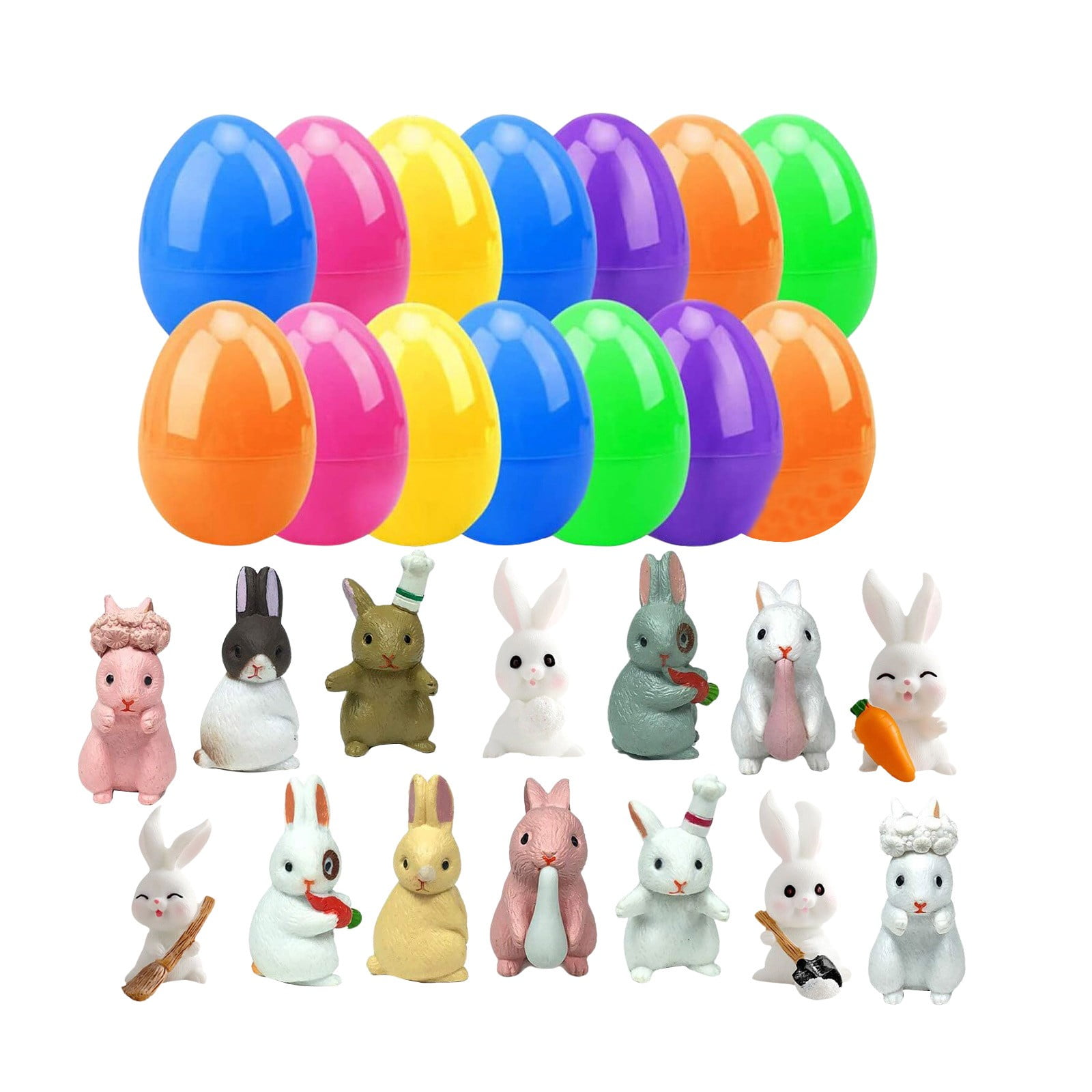 Easter Egg Bunny Ornaments Set, 14-Piece Mini Rabbit Decorations for ...