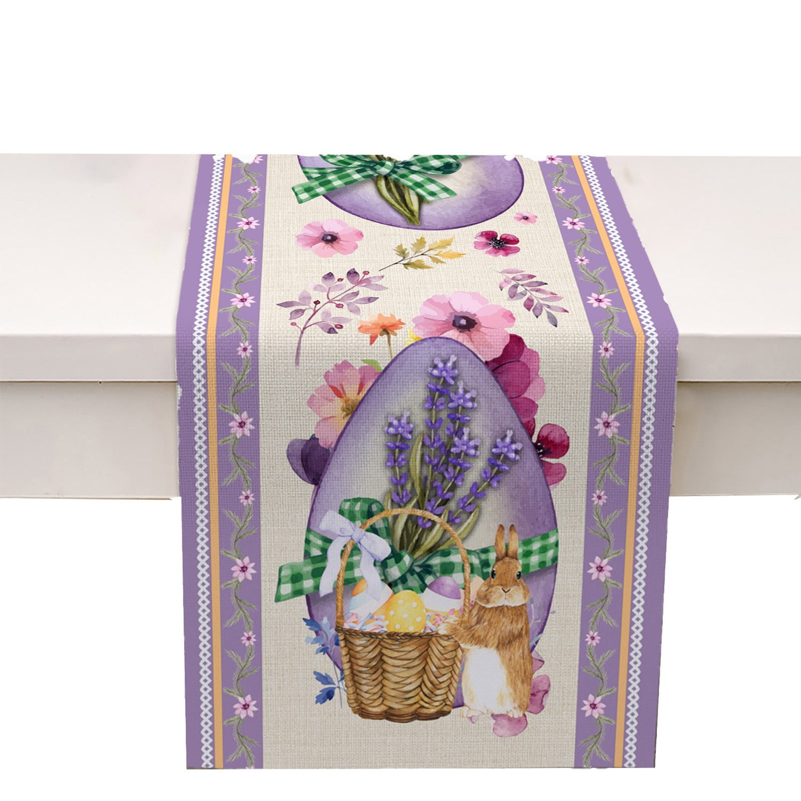 Easter Egg Bunny Table Runner Kitchen Table Decoration Table Cloth Pad ...