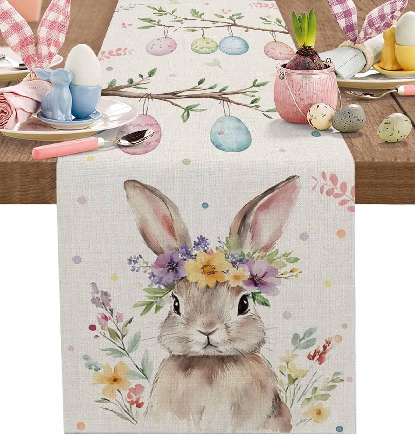 Easter Egg Bunny Table Runners 90 Inches Long, Cotton Linens Party ...