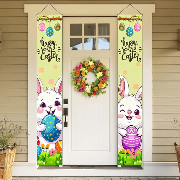 Easter Egg and Bunny Themed Couplets, Easter Door Banner Decorations ...