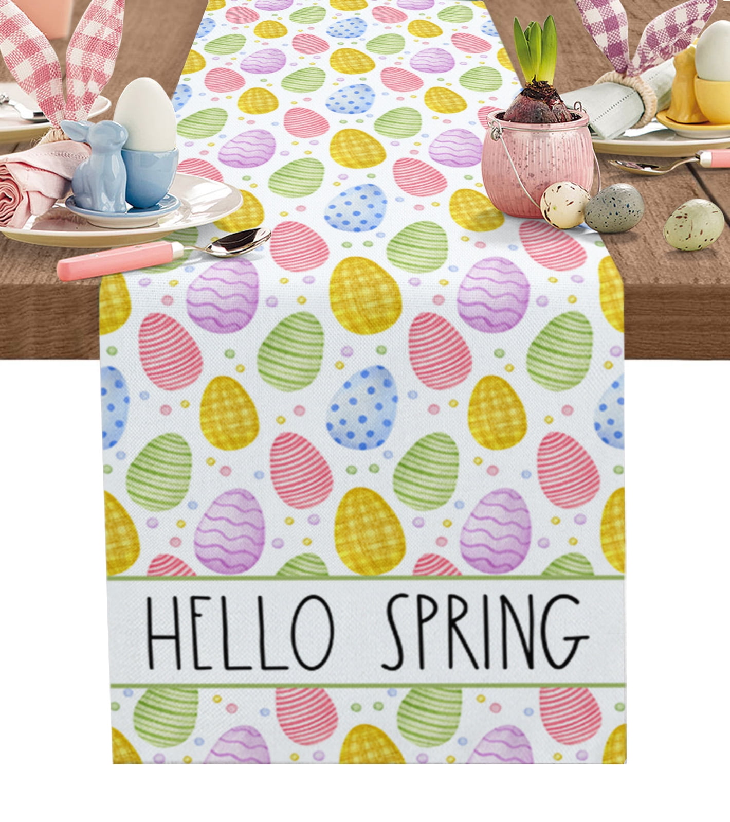 Easter Egg Bunny Tulip Spring Flowers Table Runner Wedding Table r ...