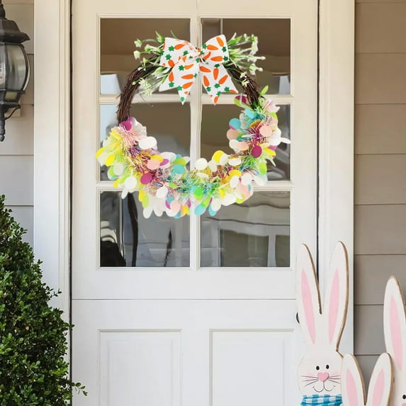 Easter Egg and Bunny Wreath 19 Inches Holiday Door Hanging Decoration ...