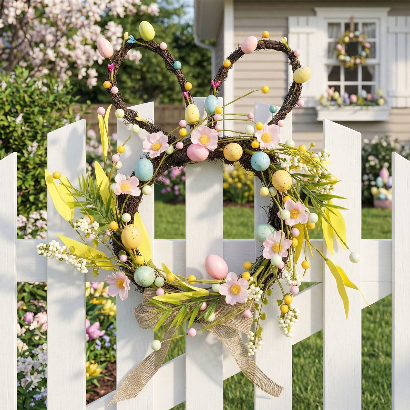 Easter Egg Bunny Wreath,Holiday Home Decorations for Spring and Easter ...