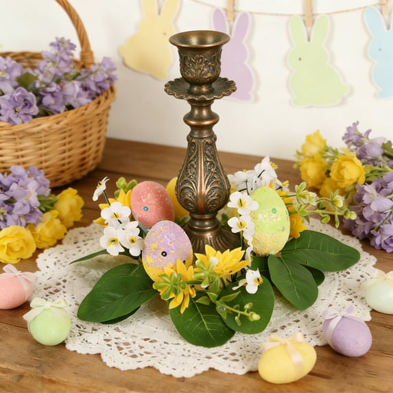Easter Egg Candle Holder 7.87in Easter Wreath Rings Artificial Easter ...