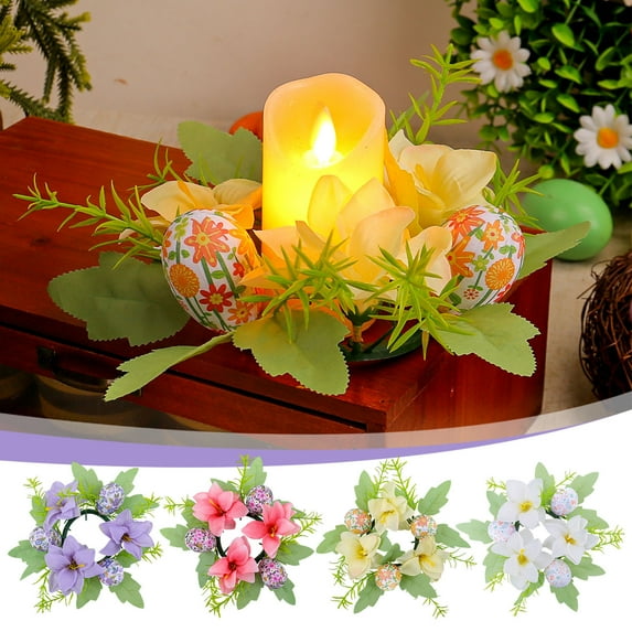 Easter Egg Candle Rings Holder Wreaths Candlestick Flowers Candle ...