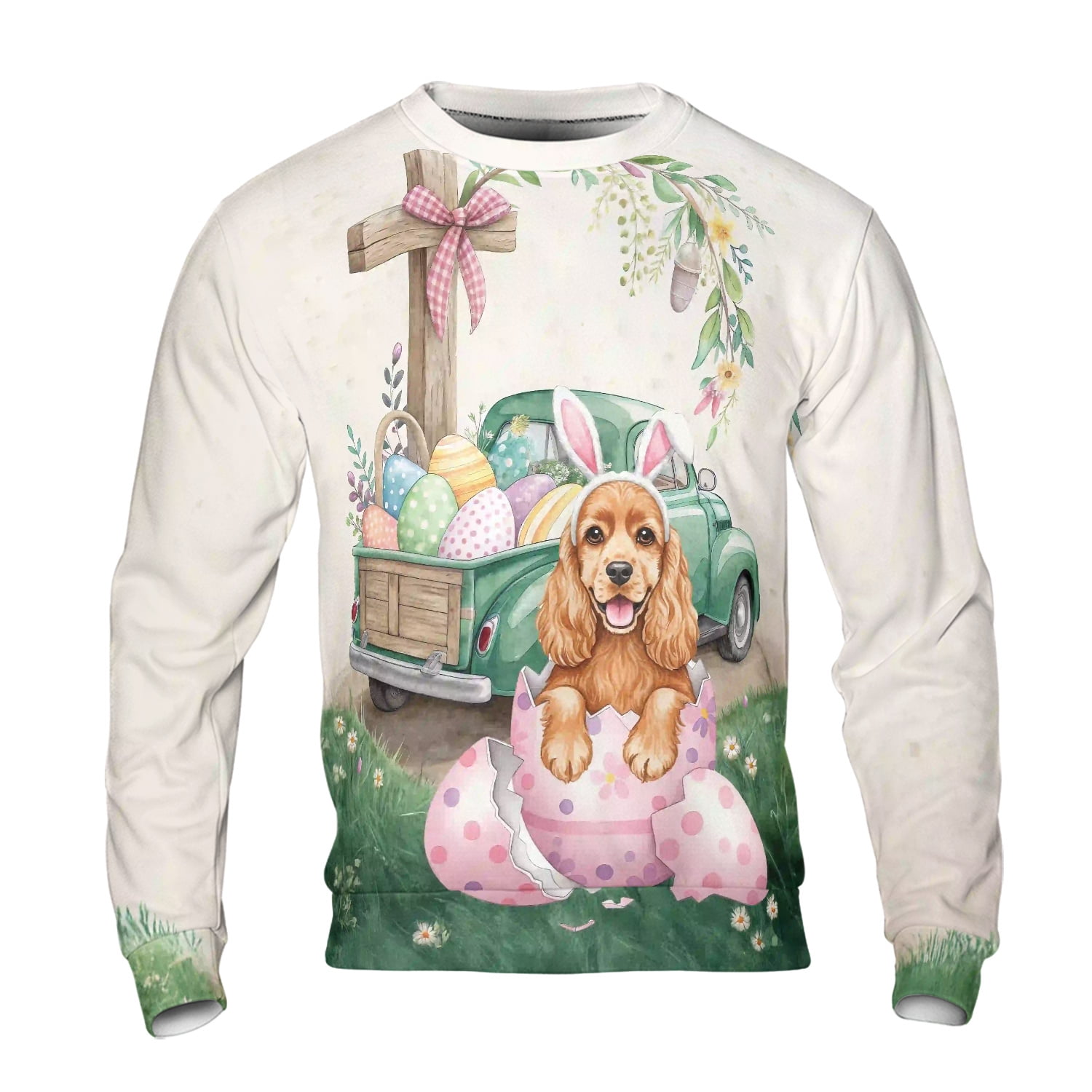 Easter Egg Cocker Spaniel Bunny Ear Welcome Spring Truck All Over Print ...