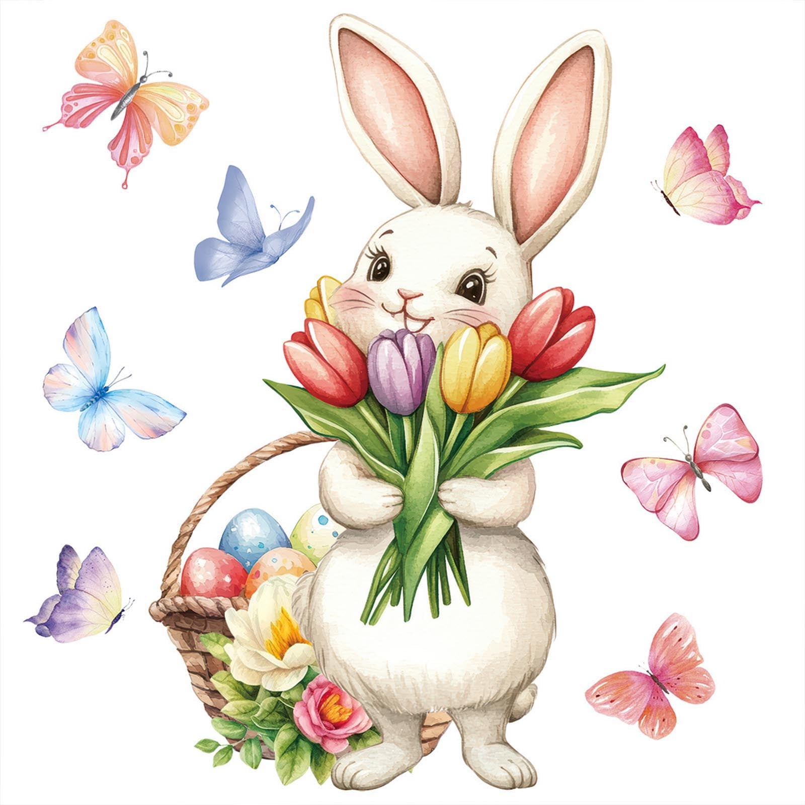 Easter Egg Cute Bunny Tree Sticker Window Glass Electrostatic Sticker ...