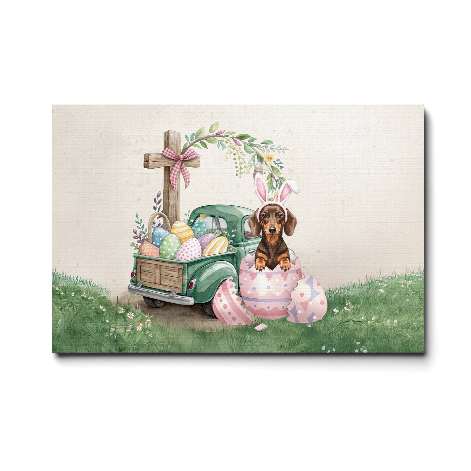 Easter Egg Dachshund Bunny Ear Welcome Spring Truck Horizontal Matte ...