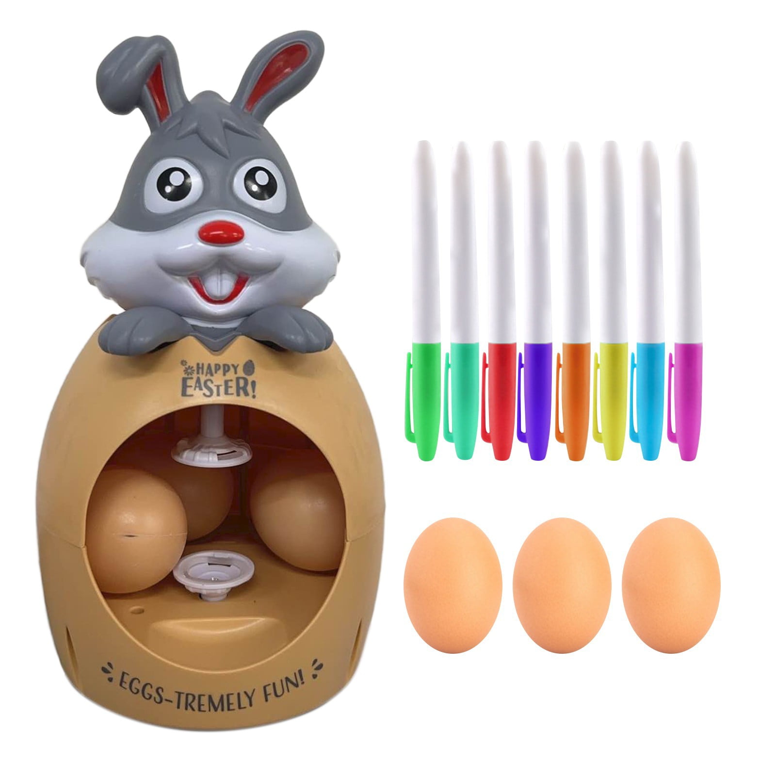 Easter Egg Decorating Kit with Bunny Spinner and 8 Vibrant Markers, Fun ...