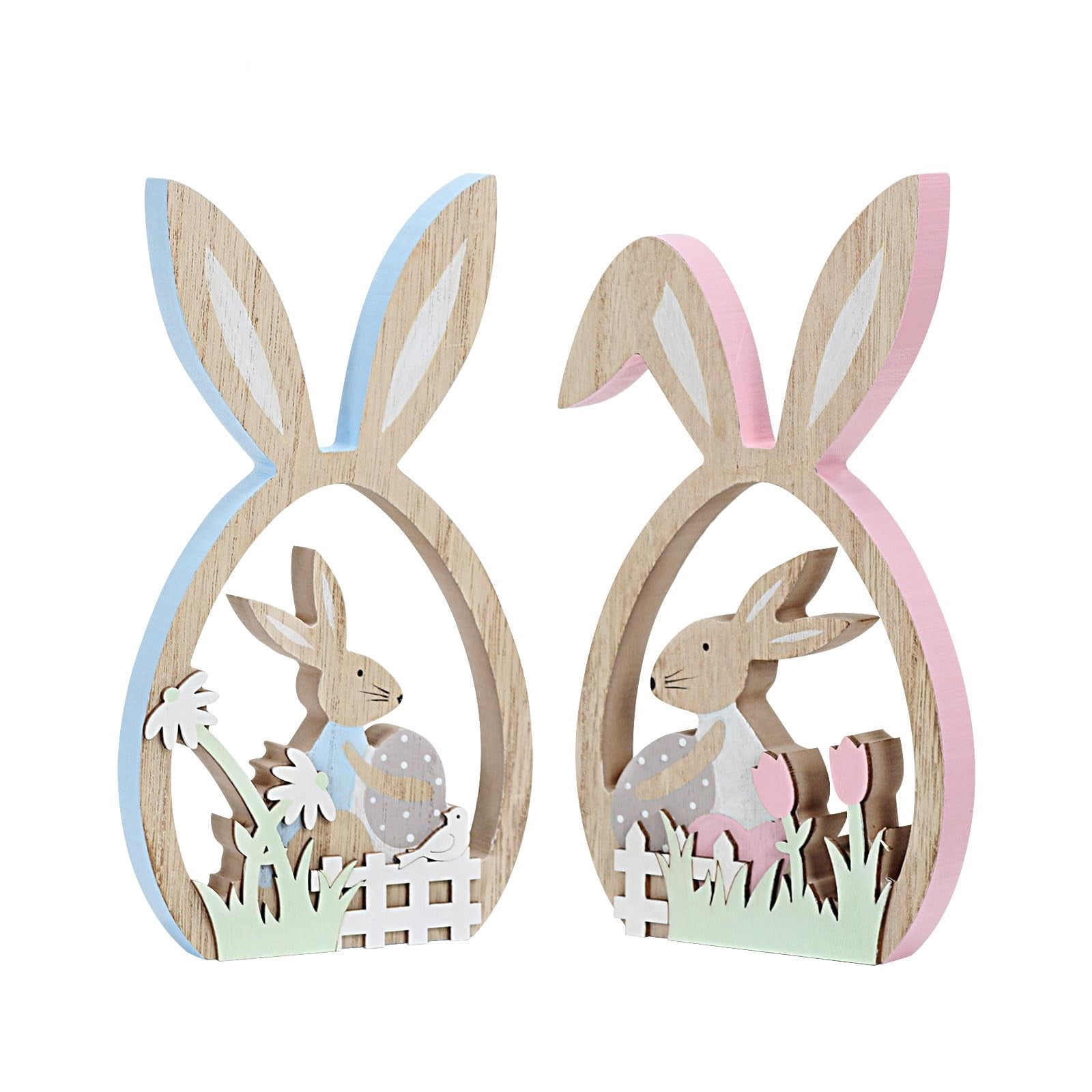 Easter Egg Decoration, Ongmies 2Pcs Easter Decorations – Rustic Wooden ...