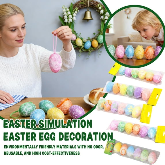 Easter Egg Decorations 6 Pack, Foam Easter Eggs, Spring Holiday Decor ...