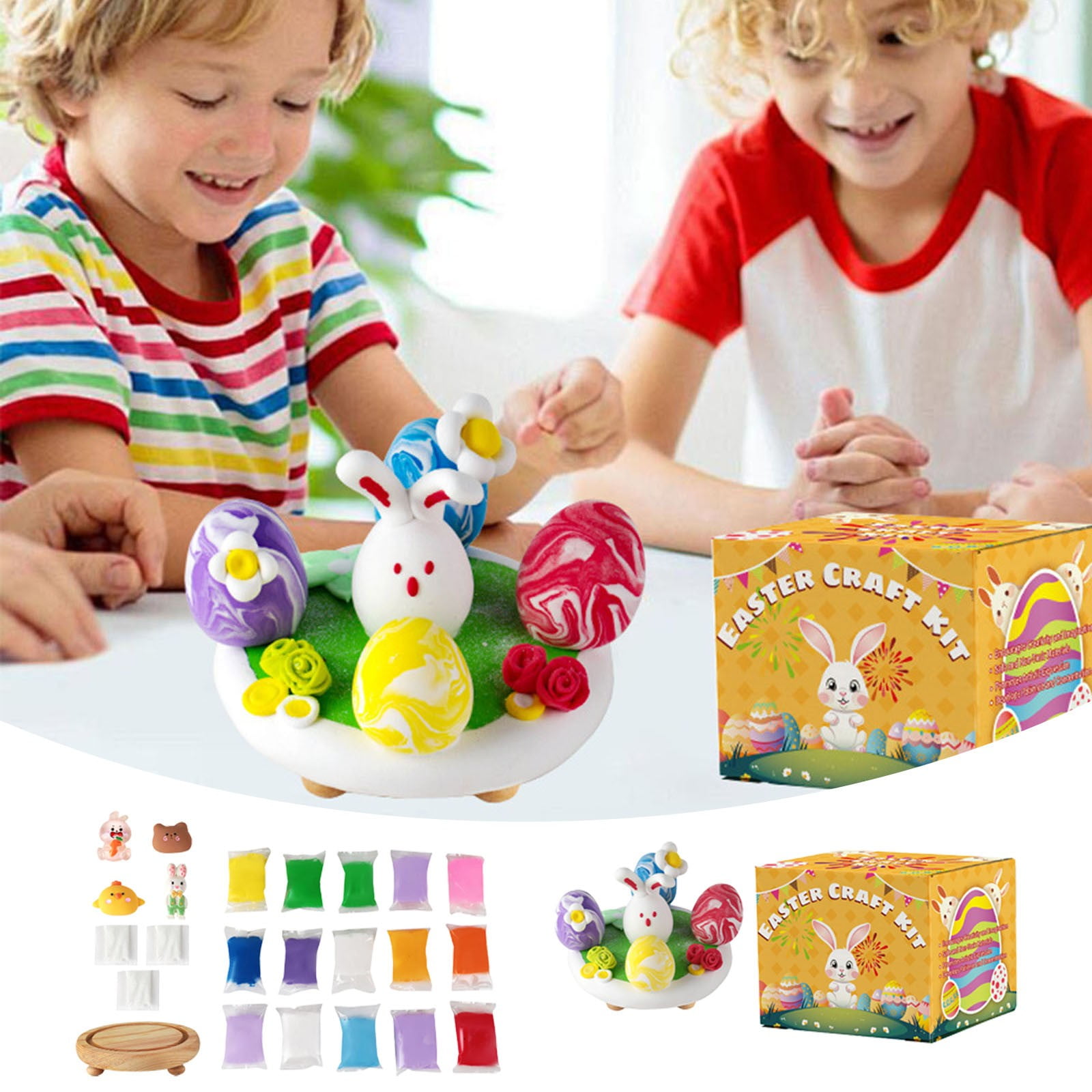 Easter Egg Dye Kit DIY Easter Decorating Craft Kit with Egg Tray Stands ...