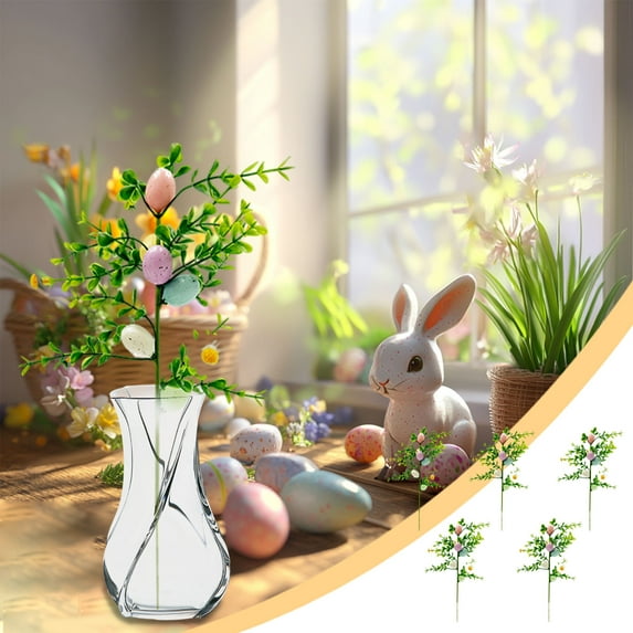 Easter Egg Flower Stem Decor， 5-Piece Artificial Plastic Branch for ...