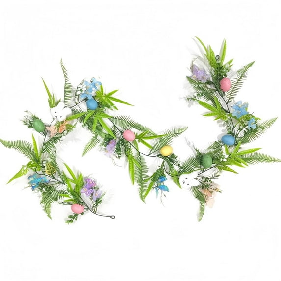 Easter Egg Garland,Artificial Easter Wreaths for Front Door,6Ft Easter ...