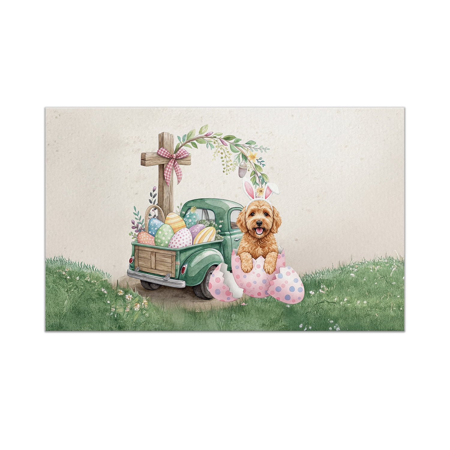 Easter Egg Goldendoodle Bunny Ear Welcome Spring Truck Doormat Doodle easter-egg-goldendoodle-bunny-ear-welcome-spring-truck-doormat-doodle