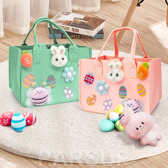 Easter Egg Hunt Bags with Handles, Felt Easter Bags for Gifts Wrapping ...
