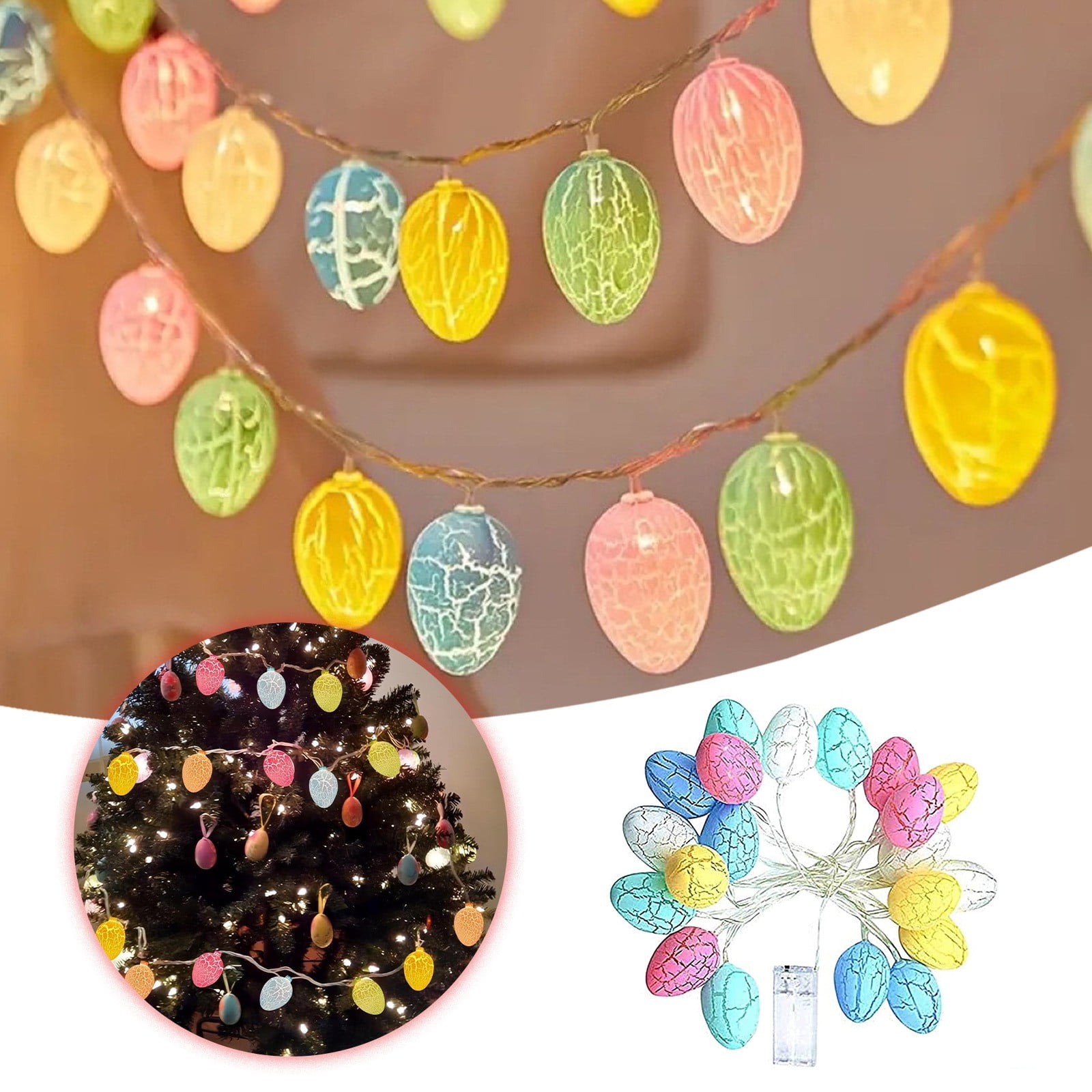 Easter Egg Lights String, Battery Operated LED Fairy Lights with Timer ...