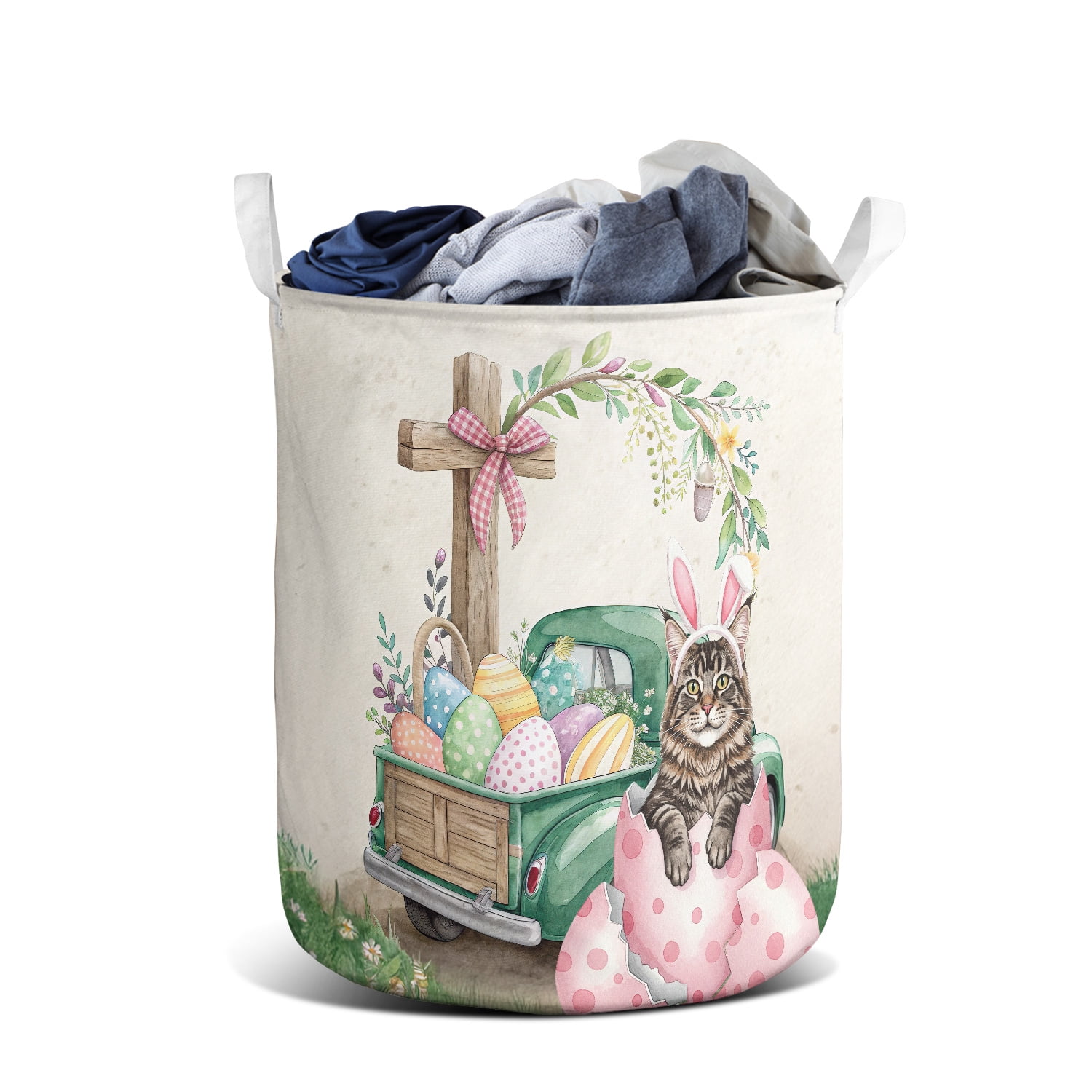 Easter Egg Maine Coon Bunny Ear Welcome Spring Truck Foldable Laundry ...