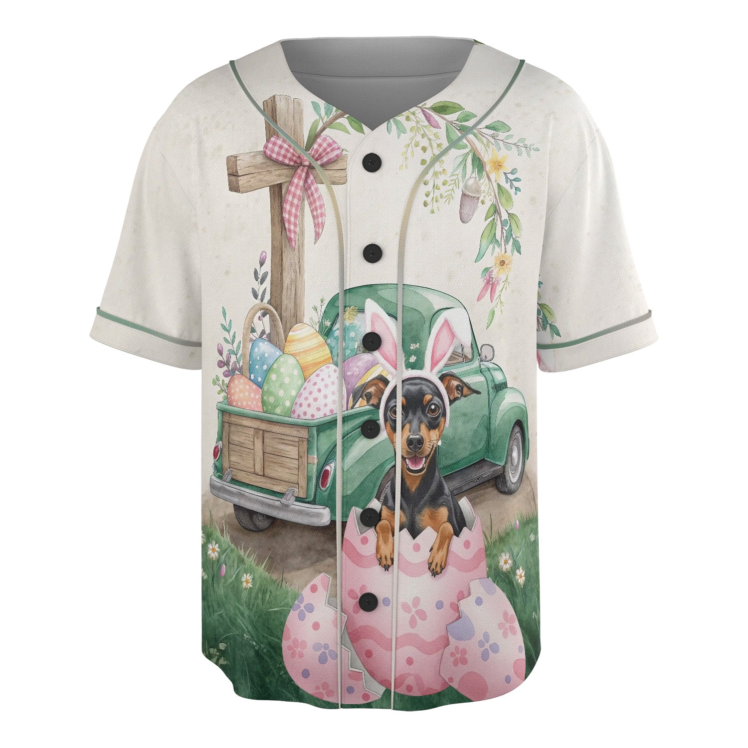 Easter Egg Miniature Pinscher Bunny Ear Welcome Spring Truck All Over ...