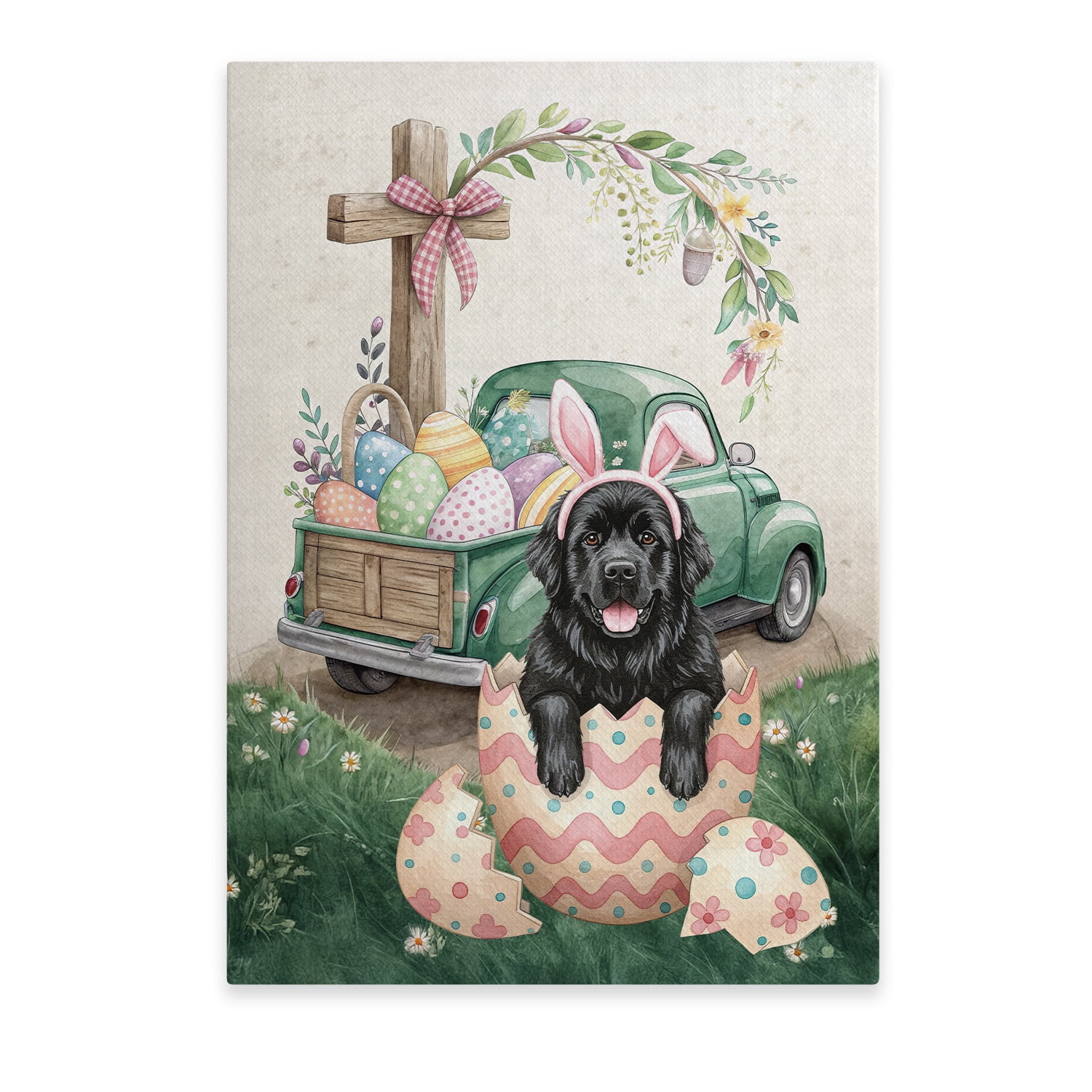 Easter Egg Newfoundland Bunny Ear Welcome Spring Truck Vertical Matte ...