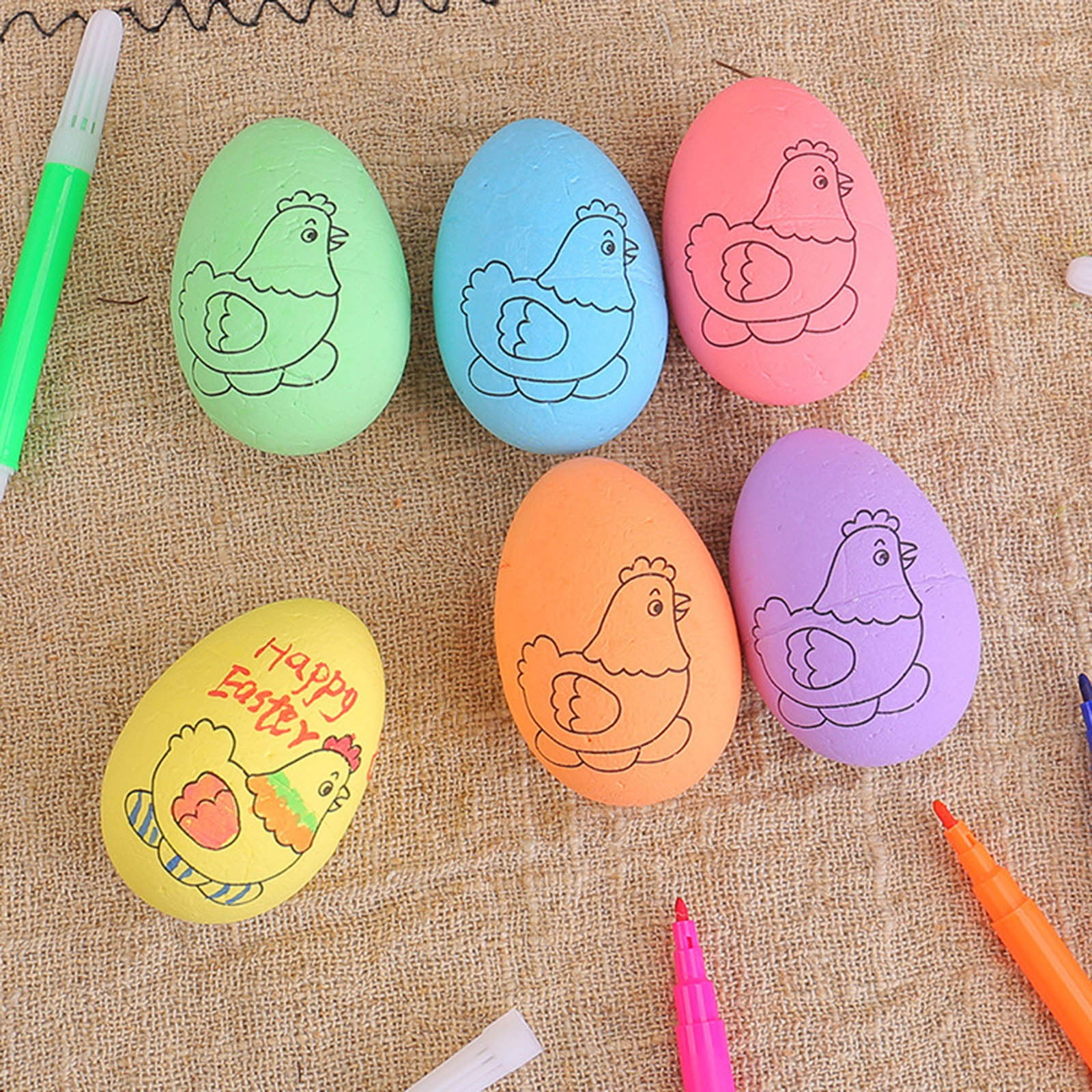 Easter Egg Painting Kit Paintable Flocking Eggs DIY White Easter Eggs ...