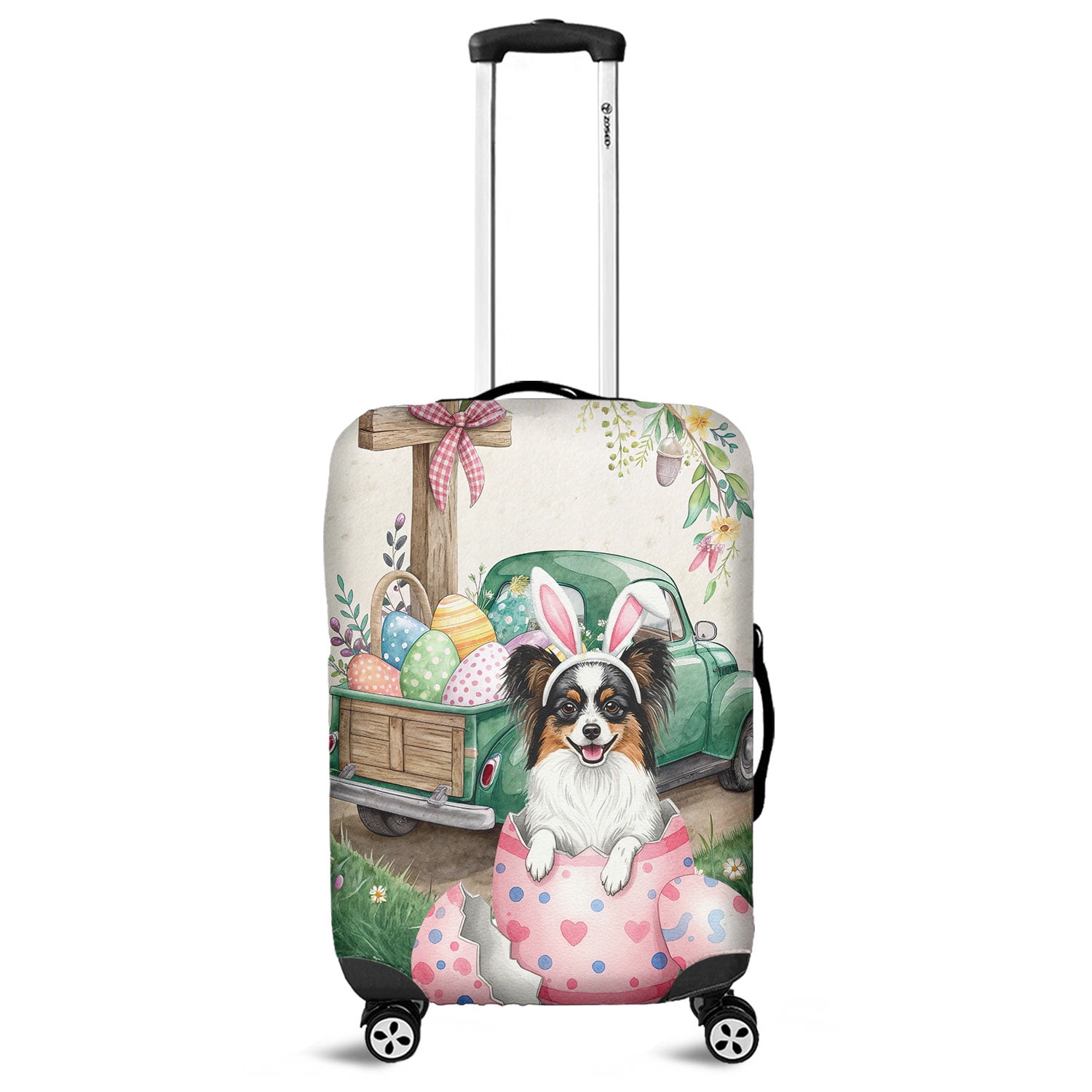 Easter Egg Papillon Bunny Ear Welcome Spring Truck Travel Luggage Cover ...