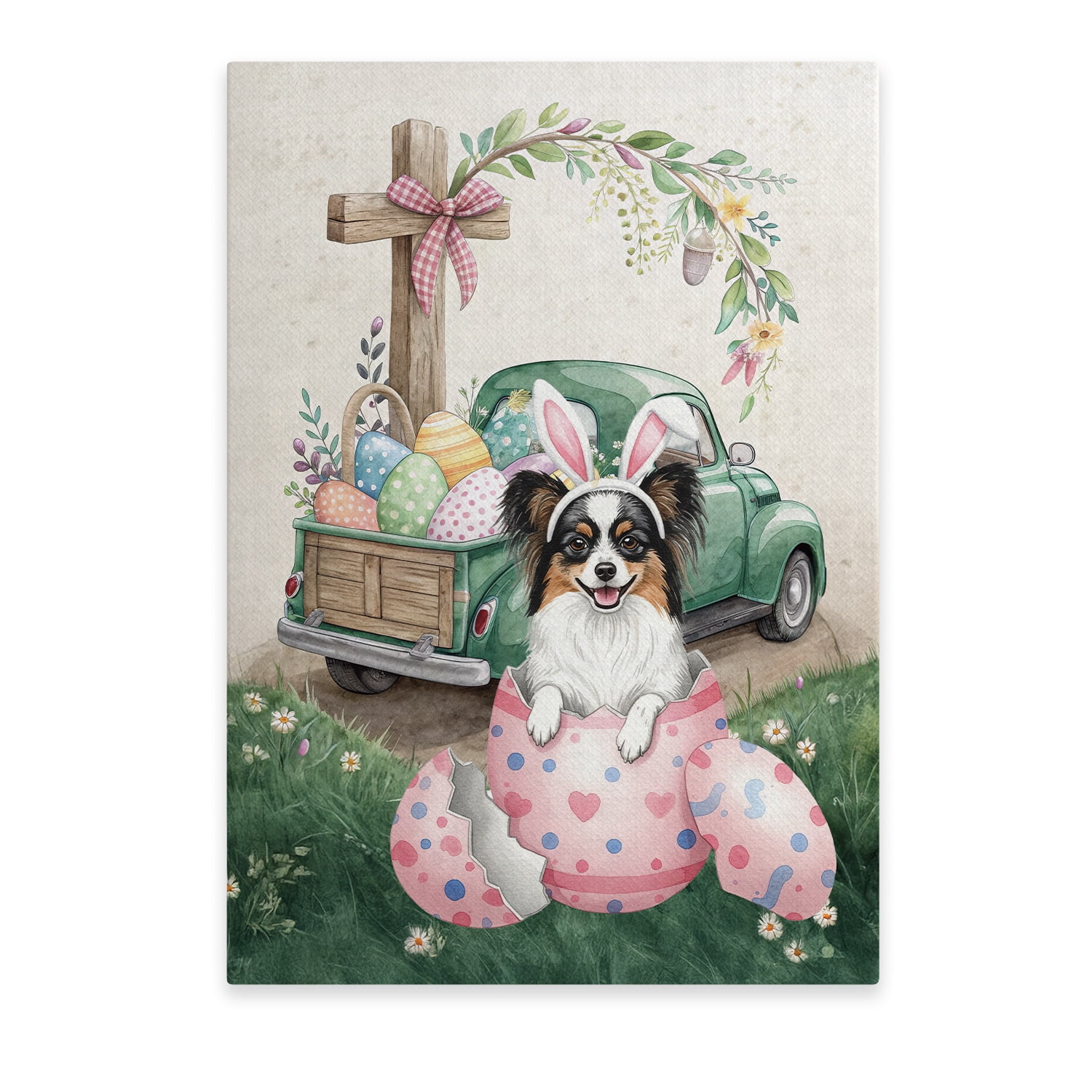 Easter Egg Papillon Bunny Ear Welcome Spring Truck Vertical Matte ...